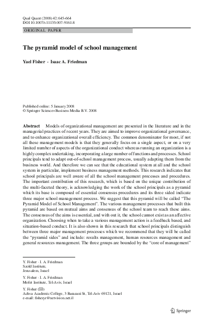 (PDF) The pyramid model of school management