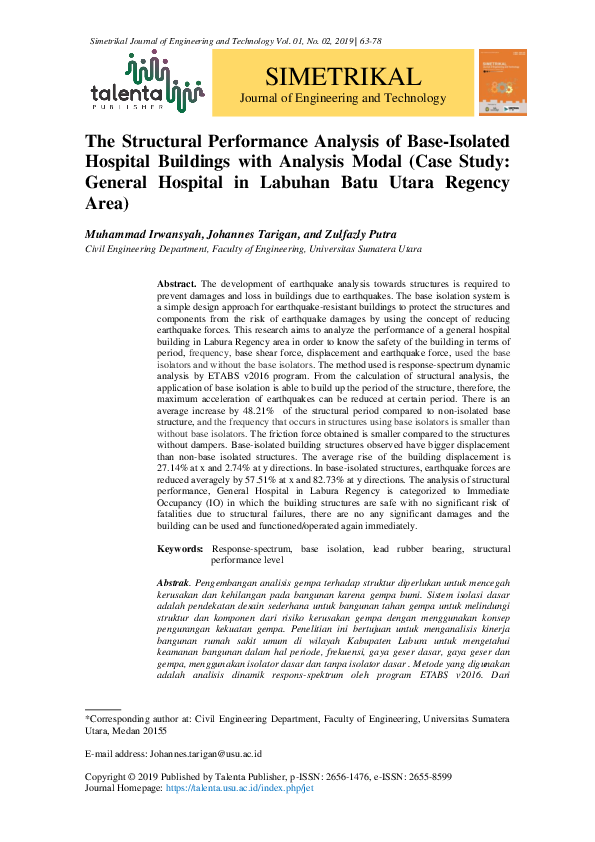 (PDF) The Structural Performance Analysis of Base-Isolated Hospital ...
