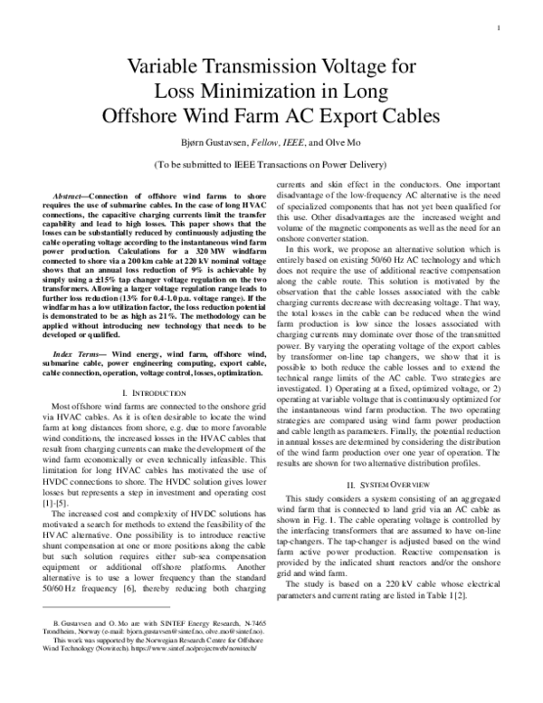 Pdf Variable Transmission Voltage For Loss Minimization In Long