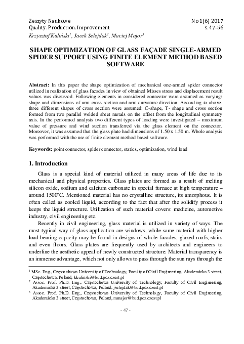 (PDF) SHAPE OPTIMIZATION OF GLASS FACADE SINGLE-ARMED SPIDER SUPPORT USING FINITE ELEMENT METHOD ...