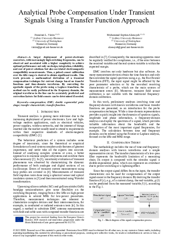 (PDF) Analytical Probe Compensation Under Transient Signals Using a ...