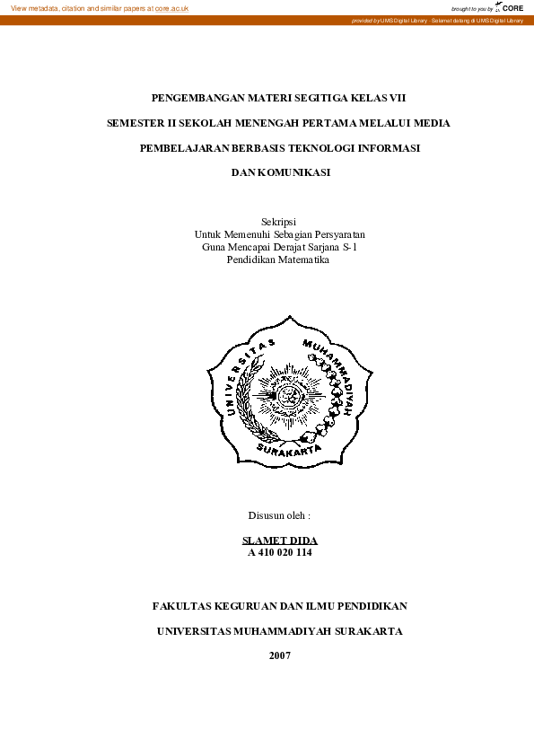 (PDF) Pengembangan Materi Segitiga Kelas VII Semester II Sekolah Menengah Pertama Melalui Media ...