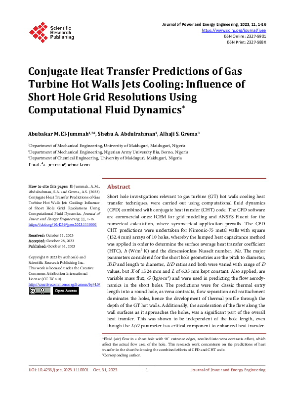 (PDF) Conjugate Heat Transfer Predictions of Gas Turbine Hot Walls Jets ...