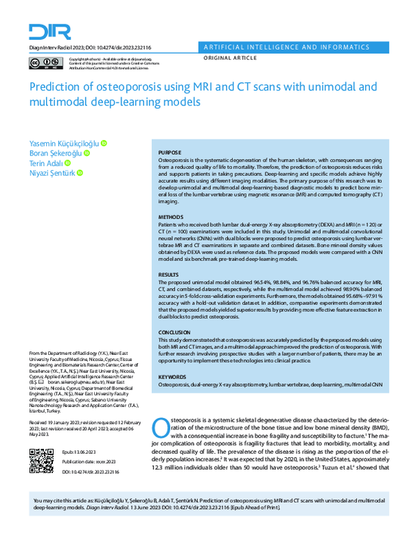 (PDF) Prediction of osteoporosis using MRI and CT scans with unimodal and multimodal deep ...