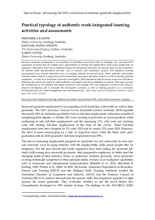 (PDF) Practical typology of authentic work-integrated learning ...