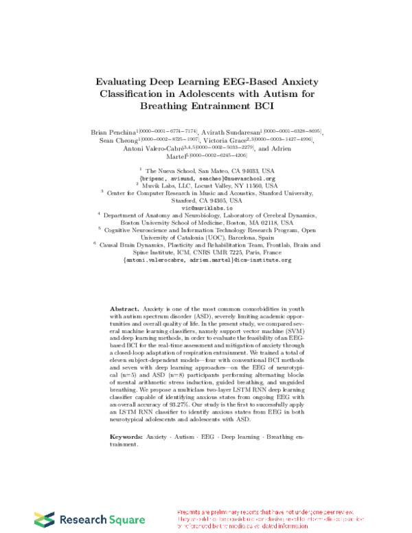 (PDF) Evaluating Deep Learning EEG-Based Anxiety Classification in Adolescents with Autism for ...