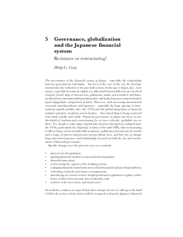 (PDF) Governance, globalization and the Japanese financial system