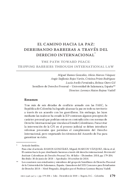 (PDF) El camino hacia la paz: derribando barreras a través del derecho internacional