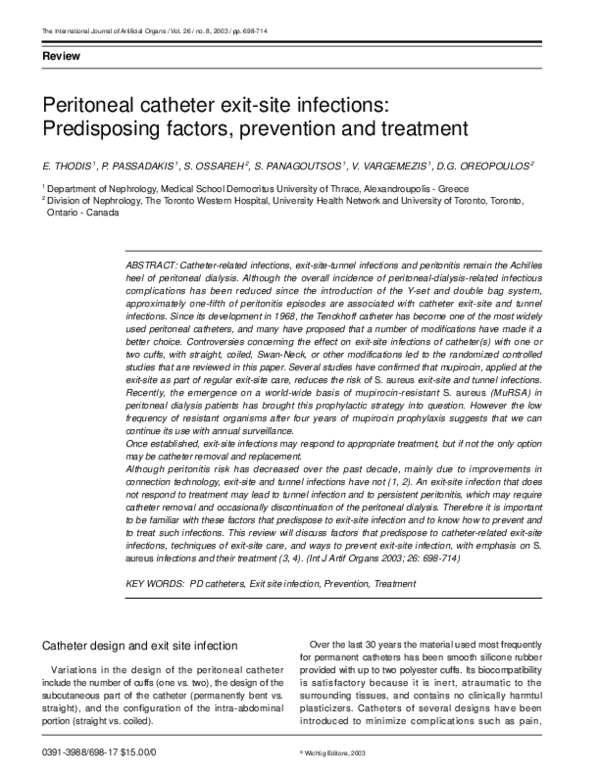 (PDF) Identification of Targets for Prevention of Peritoneal Catheter ...