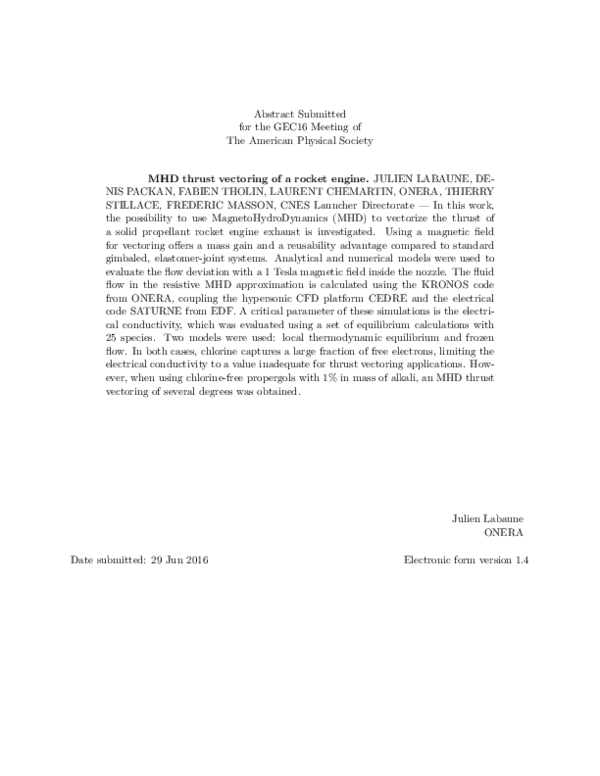 (PDF) MHD thrust vectoring of a rocket engine