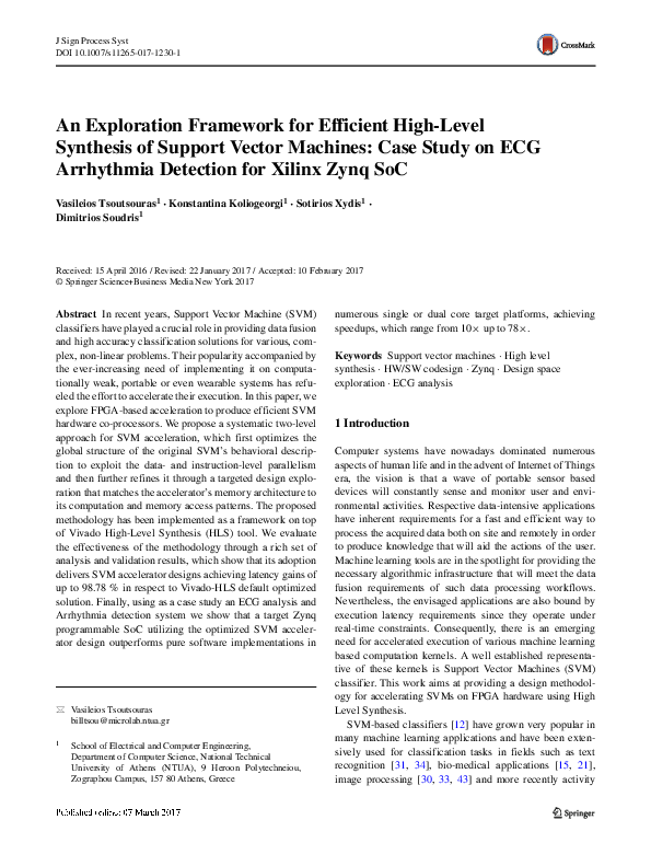 (PDF) An Exploration Framework for Efficient High-Level Synthesis of Support Vector Machines ...