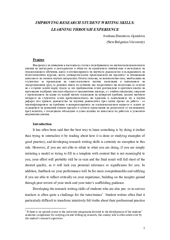 (PDF) IMPROVING RESEARCH STUDENT WRITING SKILLS: LEARNING THROUGH ...