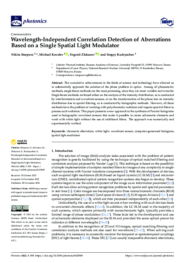 (PDF) Wavelength-Independent Correlation Detection of Aberrations Based ...