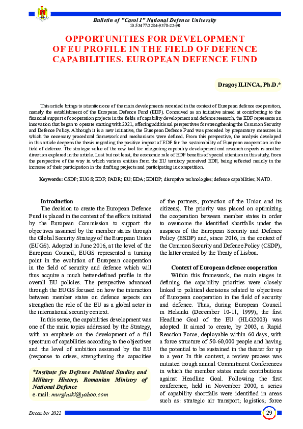 (PDF) Opportunities for Development of Eu Profile in the Field of ...