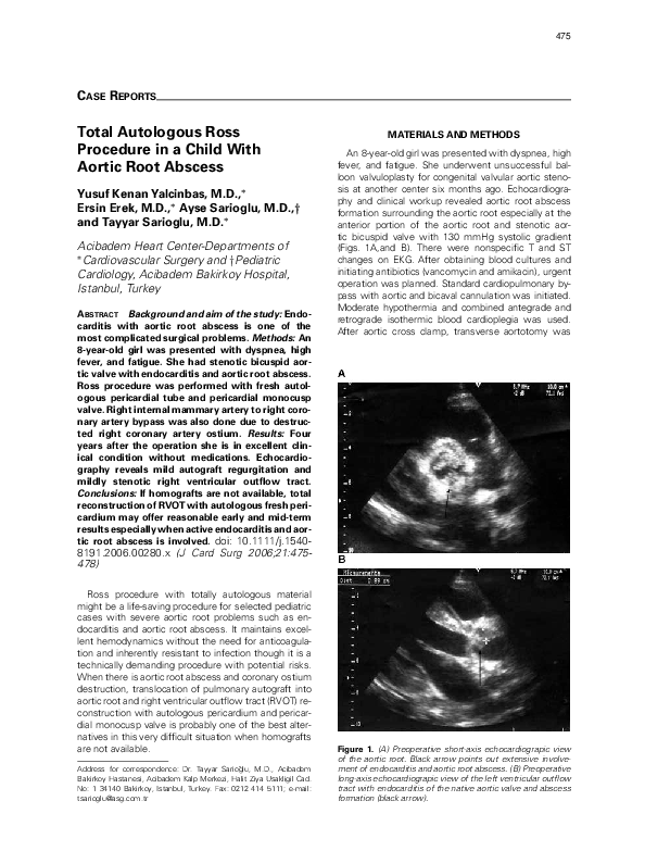 (PDF) Total Autologous Ross Procedure in a Child With Aortic Root Abscess