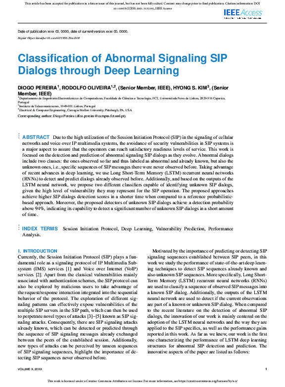 (PDF) Classification of Abnormal Signaling SIP Dialogs Through Deep Learning