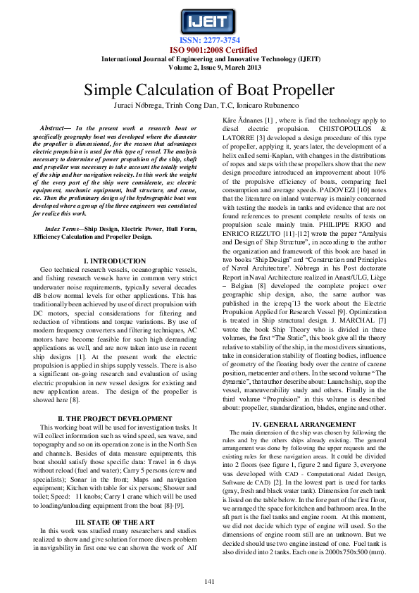 (PDF) Simple Calculation of Boat Propeller