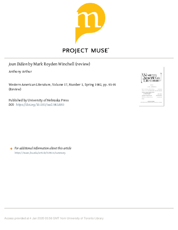 (PDF) Joan Didion by Mark Royden Winchell