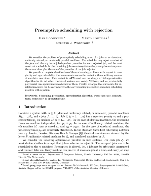 (PDF) Preemptive scheduling with rejection