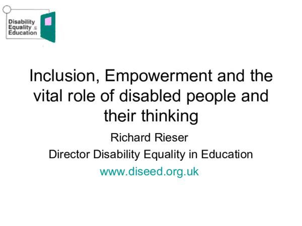 (PDF) Inclusion, Empowerment and the Vital Role of Disabled People and ...