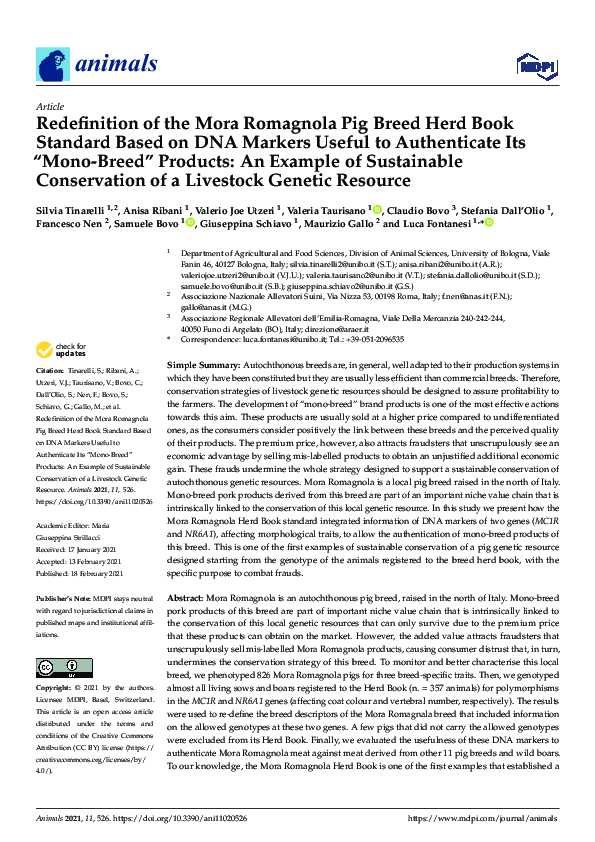 (PDF) Redefinition of the Mora Romagnola Pig Breed Herd Book Standard ...