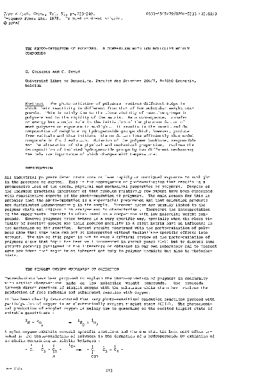(PDF) The Photo-Oxidation of Polymers. A Comparison with Low Molecular ...