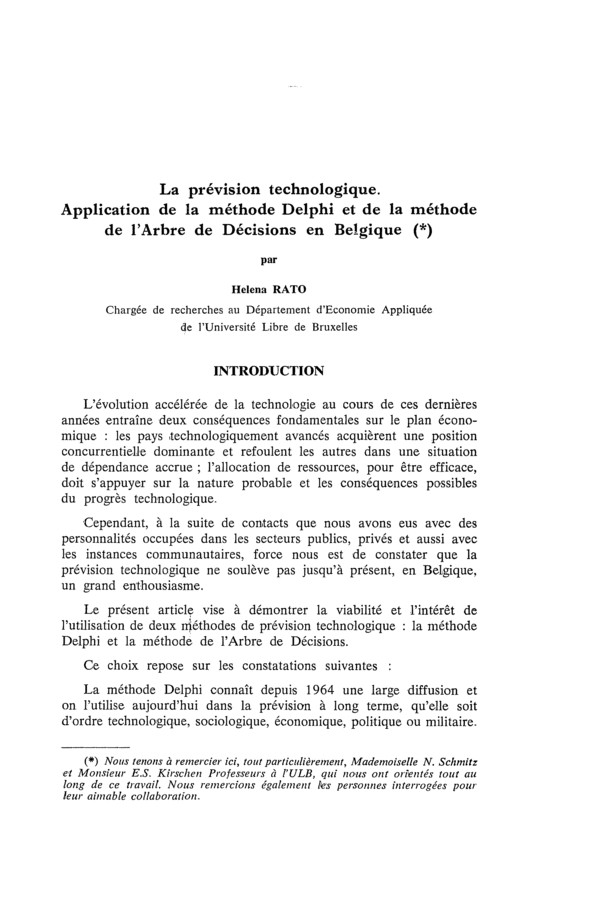 (PDF) La prévision technologique: Application de la méthode Delphi et ...