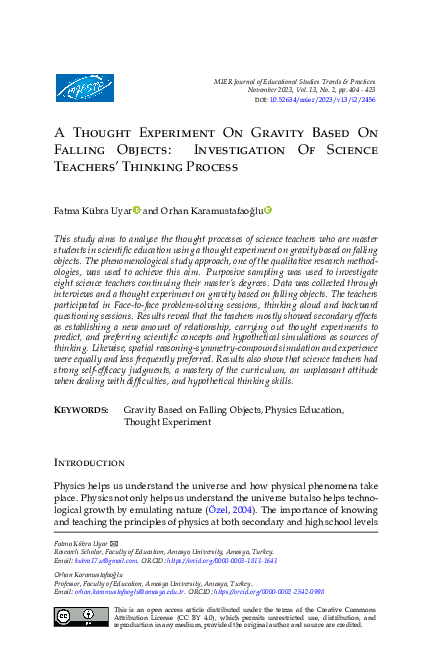 (PDF) A Thought Experiment On Gravity Based On Falling Objects ...