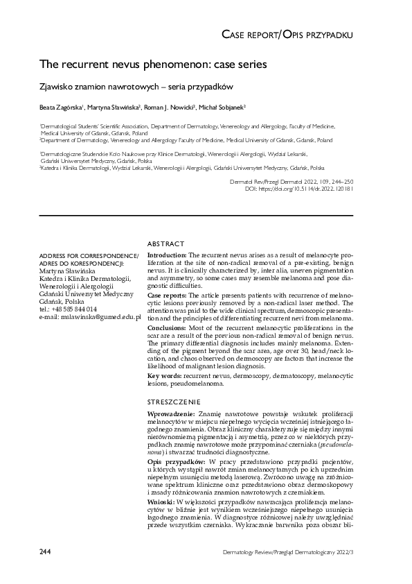 (PDF) The recurrent nevus phenomenon: case series