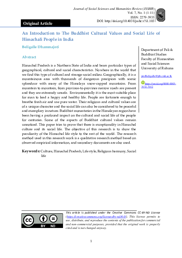 (PDF) An Introduction to The Buddhist Cultural Values and Social Life ...