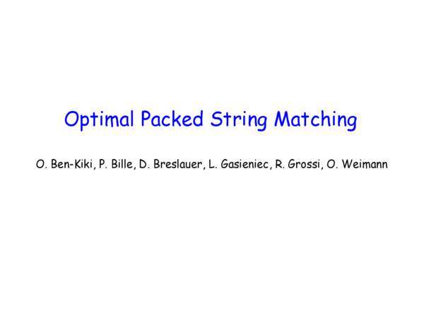 (PDF) Optimal Packed String Matching