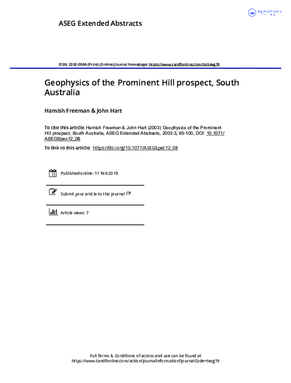 (PDF) Geophysics of the Prominent Hill prospect, South Australia