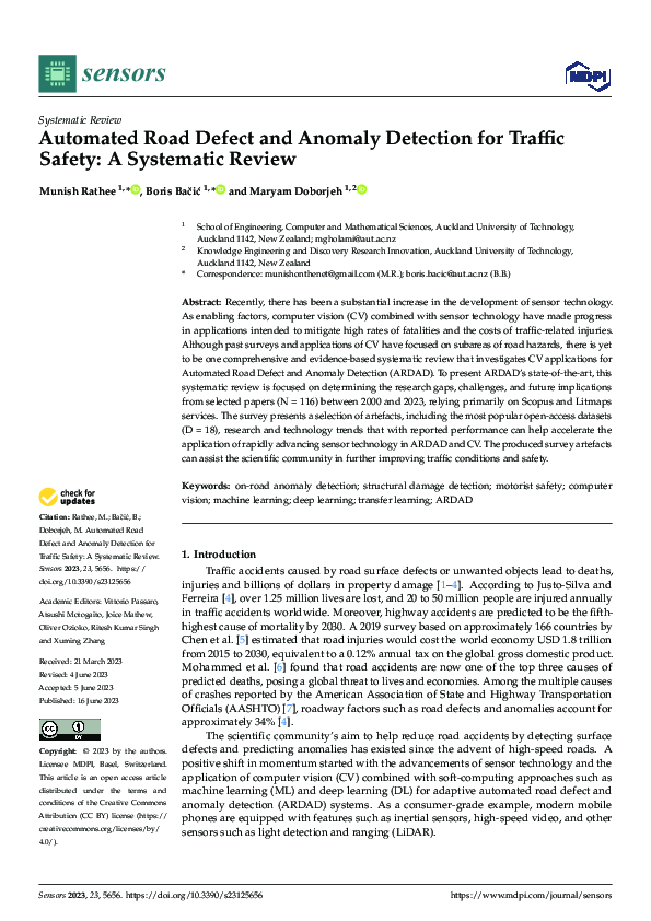 Pdf Automated Road Defect And Anomaly Detection For Traffic Safety A