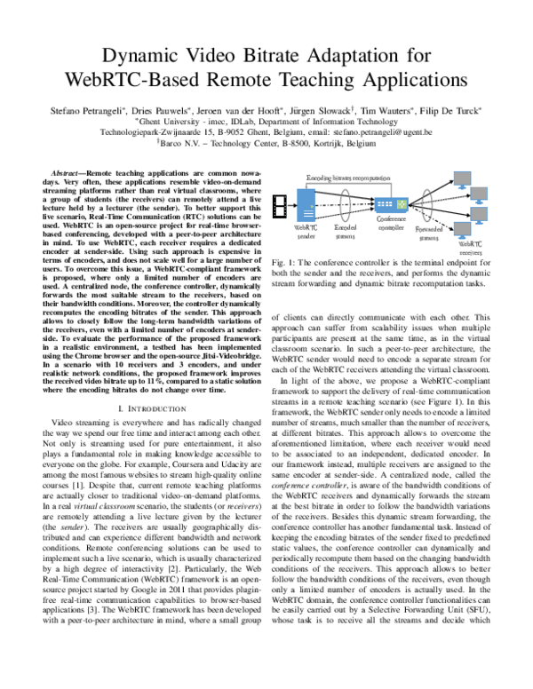(PDF) Dynamic video bitrate adaptation for WebRTC-based remote teaching applications