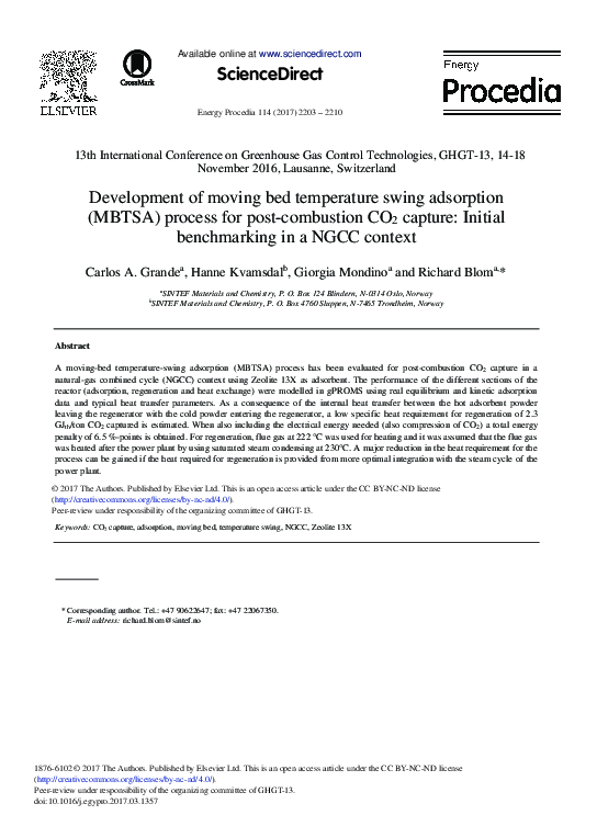 (PDF) Development of Moving Bed Temperature Swing Adsorption (MBTSA ...