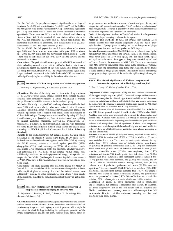 (PDF) R2178 The clinical significance of Viridans streptococcal bacteraemia in patients at a ...