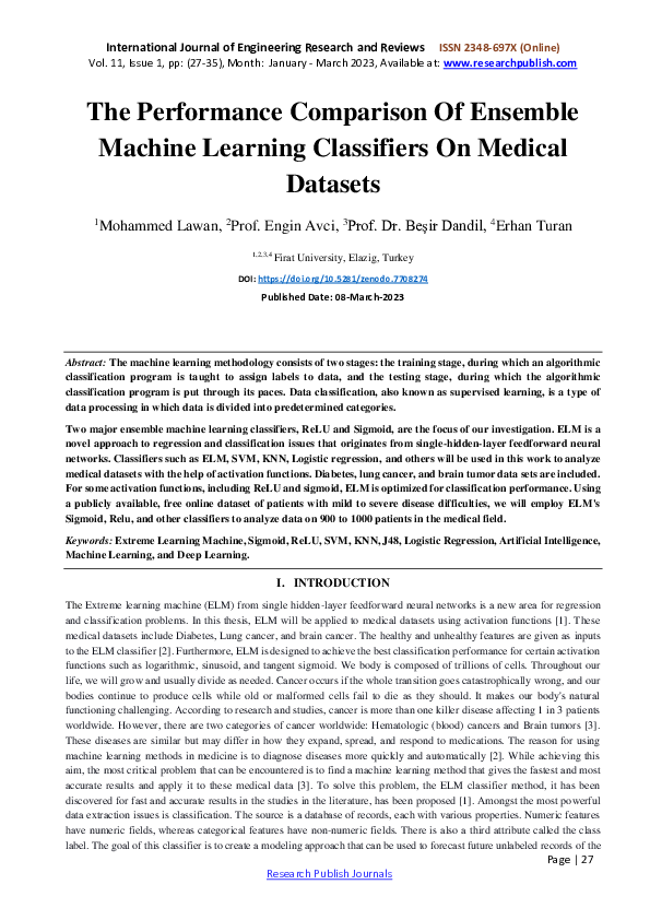 Pdf The Performance Comparison Of Ensemble Machine Learning
