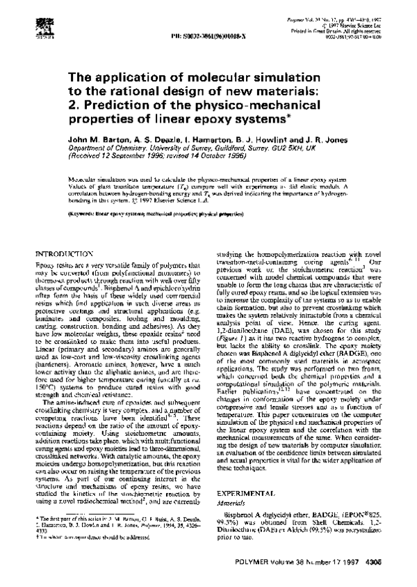 (PDF) The application of molecular simulation to the rational design of ...