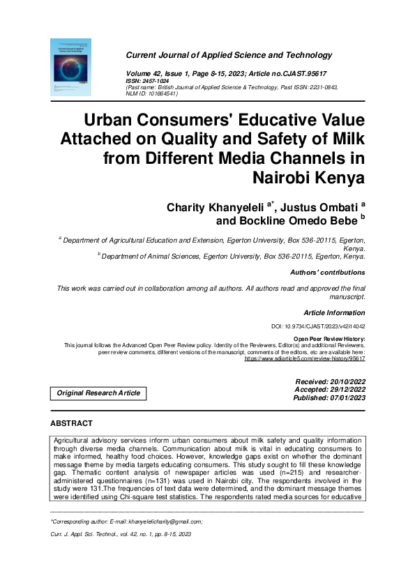(PDF) Urban Consumers' Educative Value Attached on Quality and Safety ...