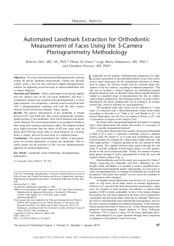 (PDF) Automated Landmark Extraction for Orthodontic Measurement of ...