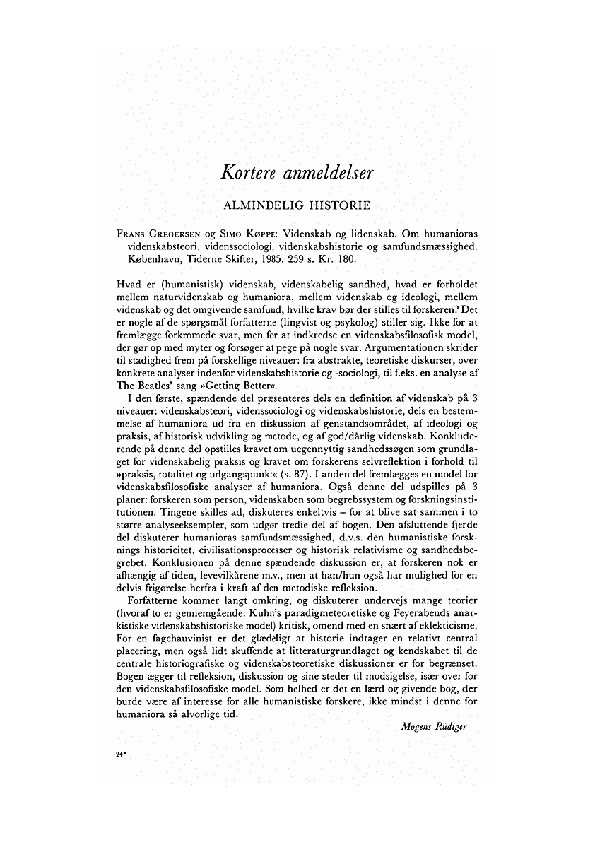 (PDF) Frans Gregersen og Simo Køppe: Videnskab og lidenskab. Om ...