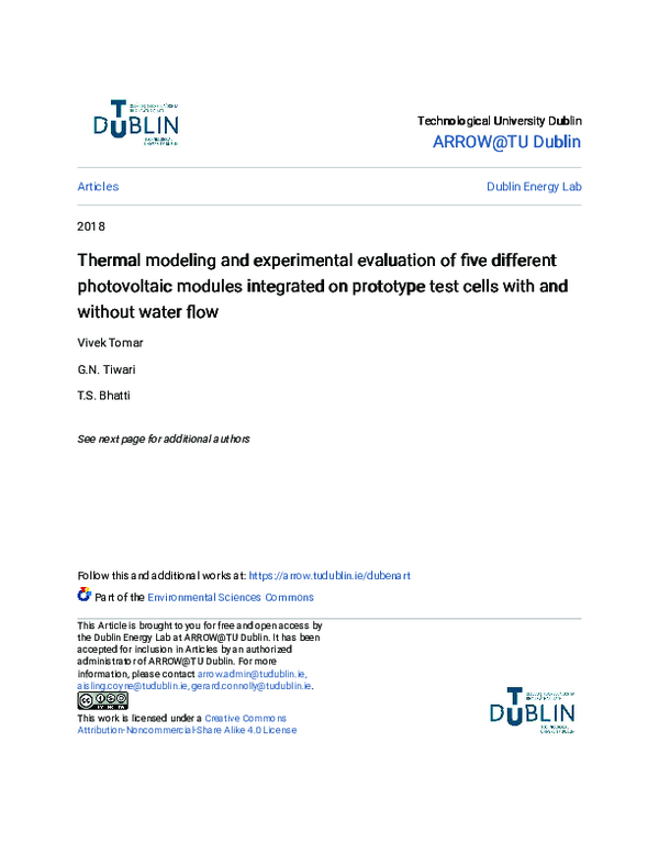 (PDF) Thermal modeling and experimental evaluation of five different photovoltaic modules ...
