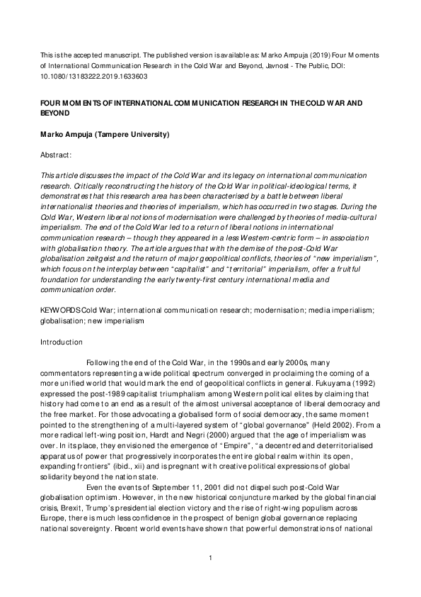 (PDF) Four Moments of International Communication Research in the Cold ...