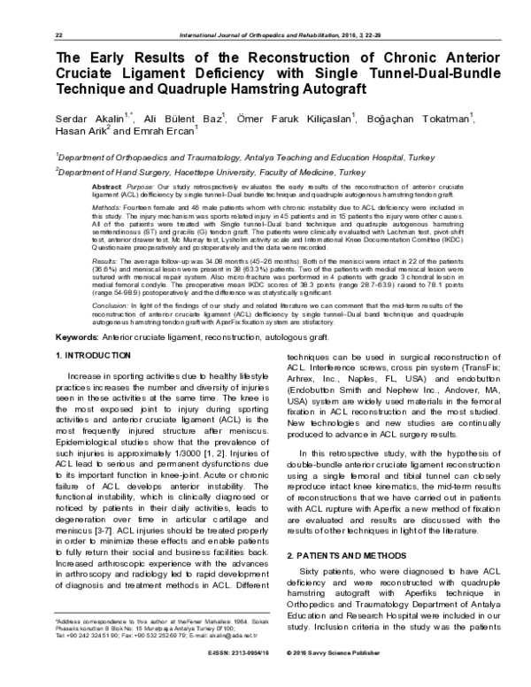 (PDF) The Early Results of the Reconstruction of Chronic Anterior ...