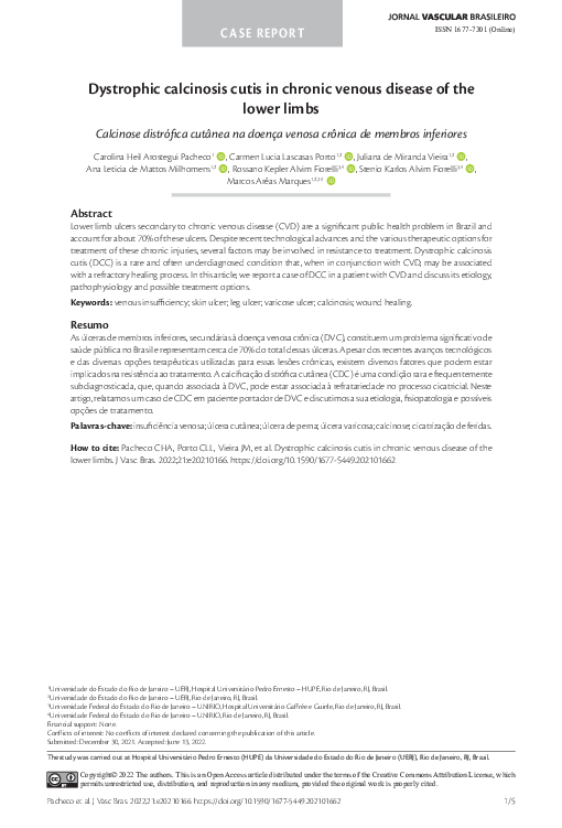 (PDF) Dystrophic calcinosis cutis in chronic venous disease of the ...