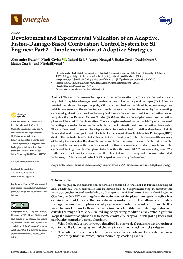 (PDF) Development and Experimental Validation of an Adaptive, Piston-Damage-Based Combustion ...