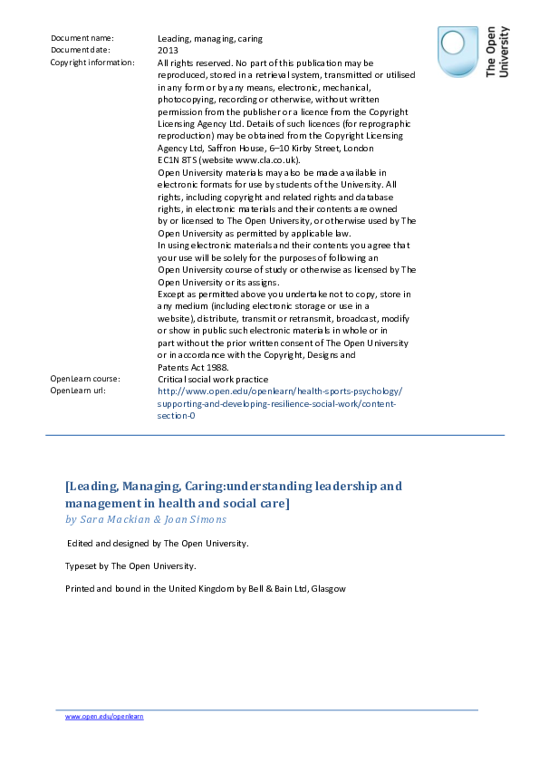 (PDF) Leading, managing, caring : understanding leadership and ...