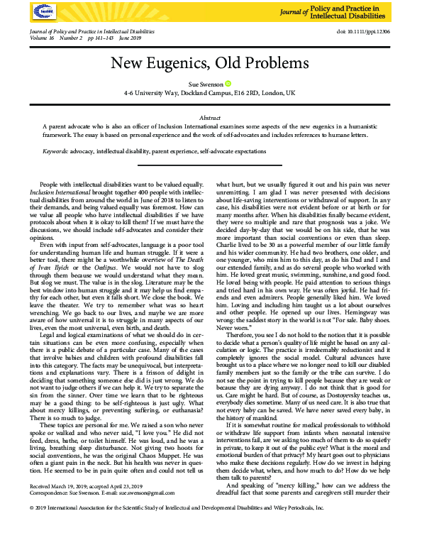 (PDF) New Eugenics, Old Problems