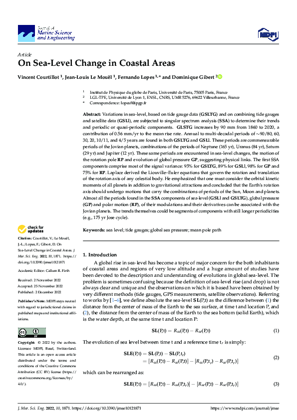 (PDF) On Sea-Level Change in Coastal Areas