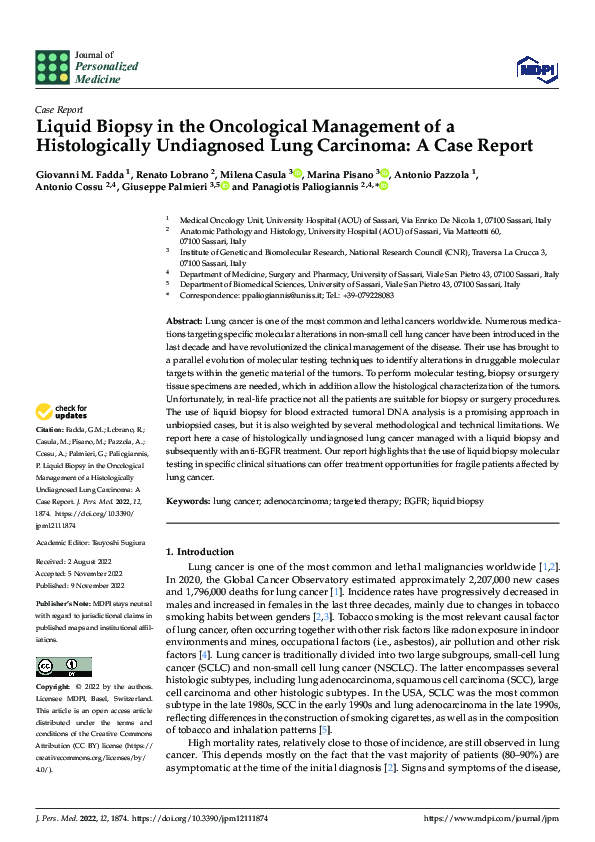 (PDF) Liquid Biopsy in the Oncological Management of a Histologically Undiagnosed Lung Carcinoma ...